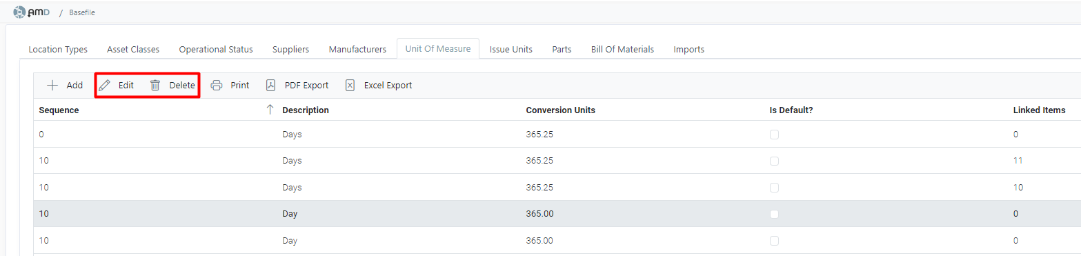How to add a Unit of Measure base file in AMD