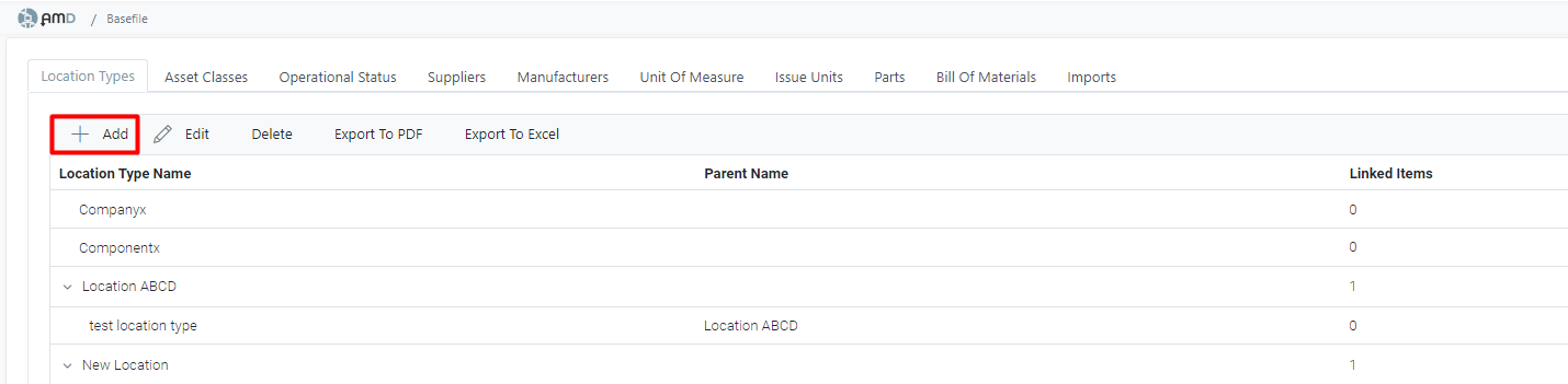 How to add a Location Type Base file in AMD